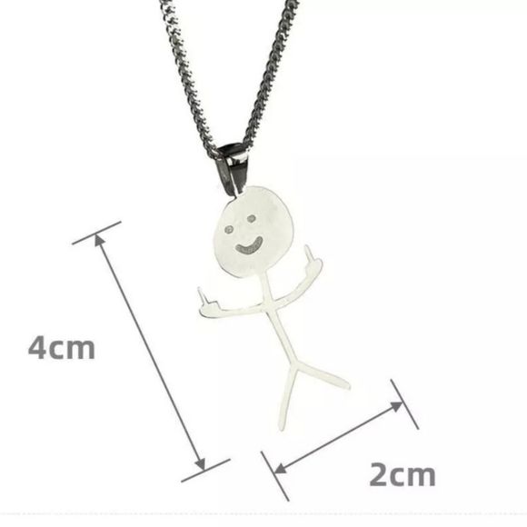 botique | Jewelry | Silver Or Gold Titanium Doodle Guy Middle Finger ...